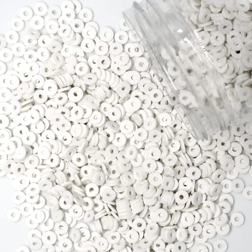 4000pc White Clay Beads 6mm for DIY Jewelry Making Bracelets Necklace Earring, White Bracelet Beads, Heishi Beads, Polymer Clay Beads