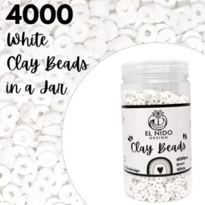 4000pc White Clay Beads 6mm for DIY Jewelry Making Bracelets Necklace Earring, White Bracelet Beads, Heishi Beads, Polymer Clay Beads