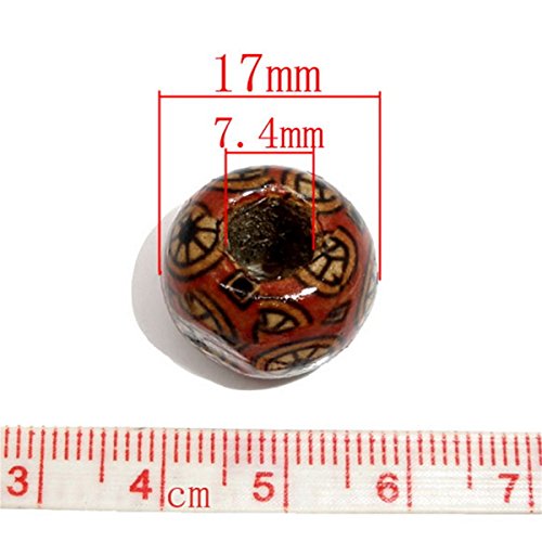 Housweety 100 Mixed Painted Drum Wood Spacer Beads 17x16mm, Round Loose Wood Beads Bulk for Braids, African Beads for Hair, Jewelry Making, Craft DIY, Macrame Rosary Bracelet Necklace Making