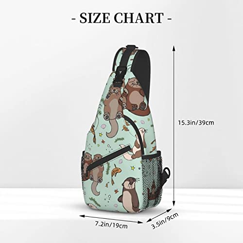 Sea Otter Unisex Sling Backpack Crossbody Shoulder Bags for Men Women Lightweight Daypacks Casual Chest Bag with Adjustable Strap for Walking Biking Hiking Travel Sport Gym