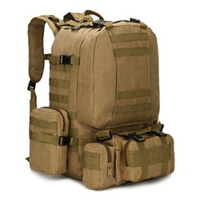 hhe 55l military tactical bag for camping hiking trekking hunting bug out bag outdoor backpack (khaki),large