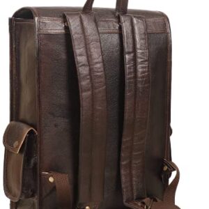 Handmade World Vintage Full Grain 16 Inch Leather Laptop Backpack Casual Bookbag Daypack Camping Travel Rucksack Knapsack For Men Women