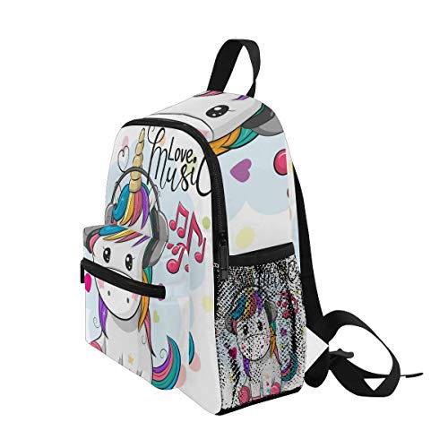 Cute Kid's Toddler Backpack Unicorn Schoolbag for Boys Girls,Kindergarten Children Bag Preschool Nursery Travel Bag with Chest Clip(Music Floral Unicorn)