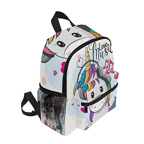 Cute Kid's Toddler Backpack Unicorn Schoolbag for Boys Girls,Kindergarten Children Bag Preschool Nursery Travel Bag with Chest Clip(Music Floral Unicorn)