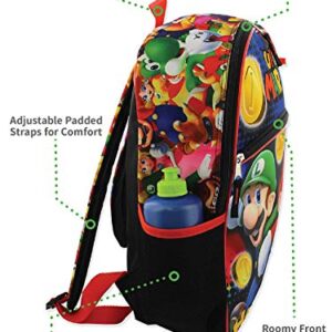 Super Mario Boys Girls 5 piece Backpack Lunch and Snack Bag School Set (One Size, Multicolor)