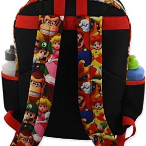 Super Mario Boys Girls 5 piece Backpack Lunch and Snack Bag School Set (One Size, Multicolor)