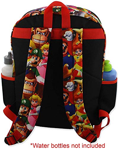 Super Mario Boys Girls 5 piece Backpack Lunch and Snack Bag School Set (One Size, Multicolor)