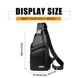 Leathario Leather Sling Bag For Men Chest Crossbody Shoulder Backpack Small Daypack Multipurpose Casual Travel