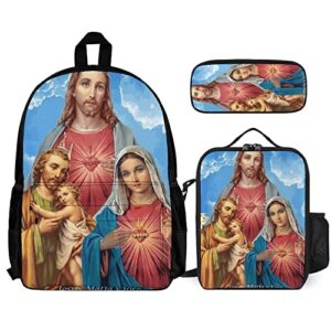 waygotee virgin mary our lady of guadalupe backpack bookbag with shoulder bag pencil bag set bookbags 3pcs set gifts