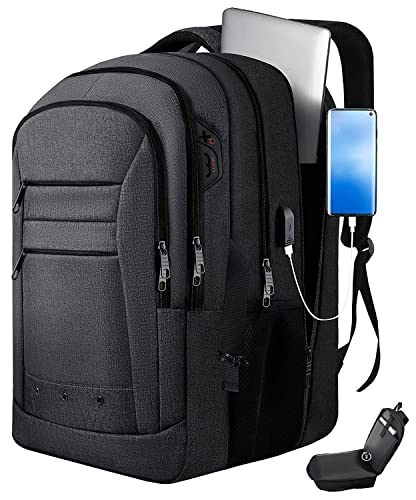 Backpack, Travel Backpack, Laptop Backpack, Durable 17 Inch Extra Large TSA Computer Backpacks with USB Charging Port, 40L High Capacity Water Resistant TSA Carry on Computer Business Bag, Black