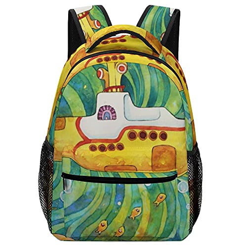 FunnyStar Yellow Submarine Large Capacity Study Backpack Book Bag Daypack With Adjustable Padded Straps For Travel School Camping