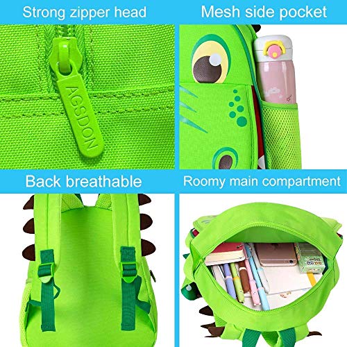 CCJPX 3PCS Toddler Backpack for Boys, 12'' Dinosaur Bookbag and Lunch Box Kindergarten Preschool Bag