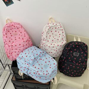 Kawaii Backpack for Teen Girls Lovely Cute Cherry Bookbag Casual Schoolbag with Laptop Compartment (Pink)