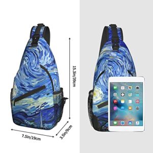 Van Gogh Starry Night Sling Bag Crossbody Travel Hiking Chest Bag For Men Women