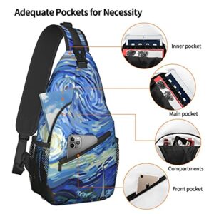 Van Gogh Starry Night Sling Bag Crossbody Travel Hiking Chest Bag For Men Women