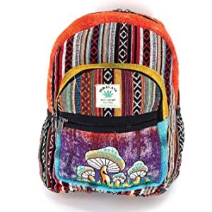 Himalaya Handmade Unique design Himalaya Hemp Backpack Small Backpack Hippie Backpack Festival Backpack Hiking & Tablet Backpack FAIR TRADE Handmade with Love, Rainbow, HBBH-0150