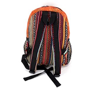 Himalaya Handmade Unique design Himalaya Hemp Backpack Small Backpack Hippie Backpack Festival Backpack Hiking & Tablet Backpack FAIR TRADE Handmade with Love, Rainbow, HBBH-0150