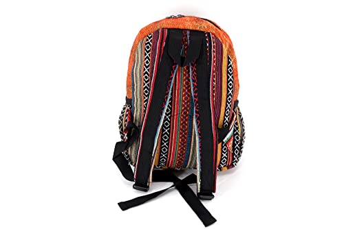 Himalaya Handmade Unique design Himalaya Hemp Backpack Small Backpack Hippie Backpack Festival Backpack Hiking & Tablet Backpack FAIR TRADE Handmade with Love, Rainbow, HBBH-0150