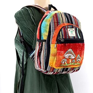 Himalaya Handmade Unique design Himalaya Hemp Backpack Small Backpack Hippie Backpack Festival Backpack Hiking & Tablet Backpack FAIR TRADE Handmade with Love, Rainbow, HBBH-0150