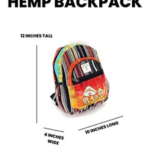 Himalaya Handmade Unique design Himalaya Hemp Backpack Small Backpack Hippie Backpack Festival Backpack Hiking & Tablet Backpack FAIR TRADE Handmade with Love, Rainbow, HBBH-0150