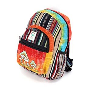 Himalaya Handmade Unique design Himalaya Hemp Backpack Small Backpack Hippie Backpack Festival Backpack Hiking & Tablet Backpack FAIR TRADE Handmade with Love, Rainbow, HBBH-0150