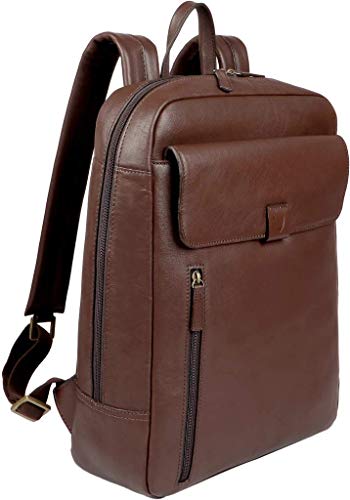 Hidesign Aiden Large Multi-functional Leather 17 Inch Laptop Backpack (Brown)