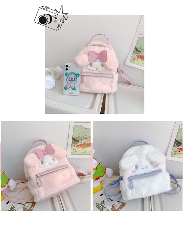 Cute Girl Plush Bag Backpacks for School, 3D Kawaii Animal Cartoon Schoolbag for Girl Bookbag School Supplies, Pink Rabbit