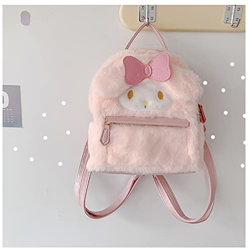 Cute Girl Plush Bag Backpacks for School, 3D Kawaii Animal Cartoon Schoolbag for Girl Bookbag School Supplies, Pink Rabbit