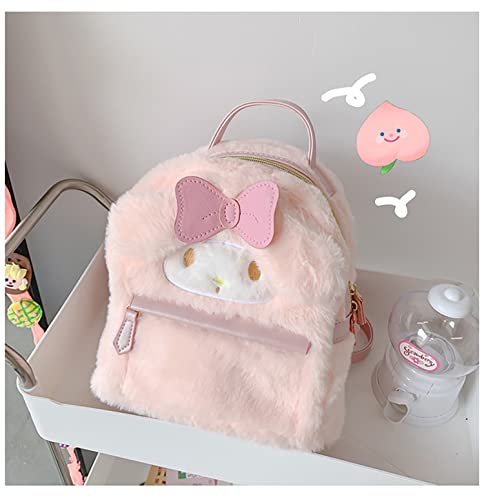 Cute Girl Plush Bag Backpacks for School, 3D Kawaii Animal Cartoon Schoolbag for Girl Bookbag School Supplies, Pink Rabbit