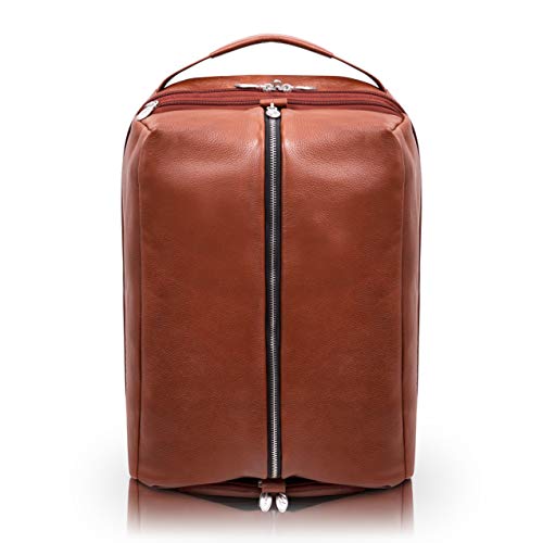 McKleinUSA South Shore Pebble Grain Calfskin Leather 17" Carry-All Laptop & Tablet Overnight Backpack Brown (18884) 12.5"x7"x18"