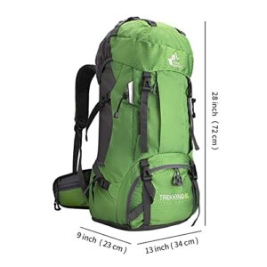 Kerxinma 60L Hiking Backpack Waterproof Travel Hiking Camping with Daypack Cover (Green)