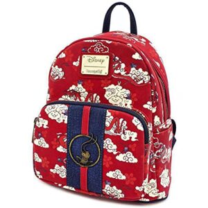 loungefly mushu cloud print mini backpack, red, standard