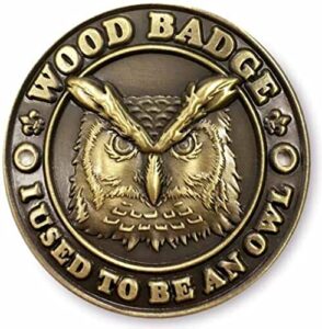 wood badge owl hiking stick medallion