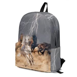 Running Horse Backpack for Youth Girls Boys College Bookbag Laptop Backpack Travel Daypack