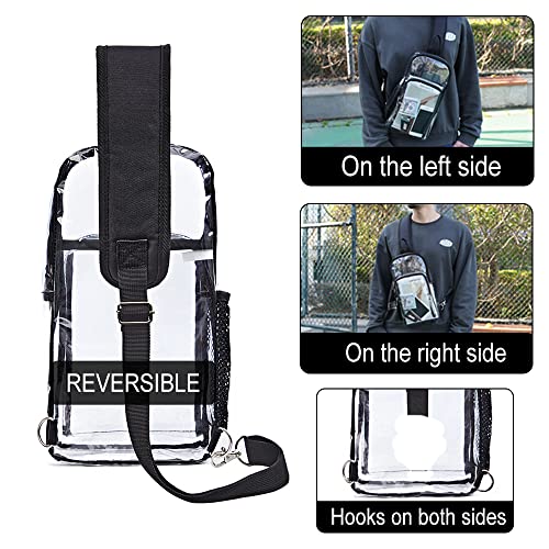 Clear Sling Bag, Clear Bag Stadium Approved, Large Capacity Clear Shoulder Bag for Men & Women