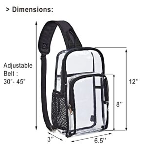 Clear Sling Bag, Clear Bag Stadium Approved, Large Capacity Clear Shoulder Bag for Men & Women