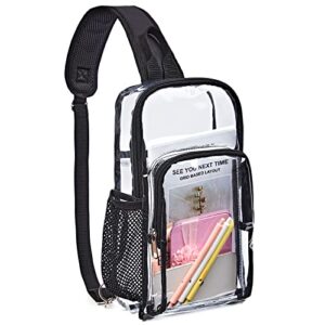 Clear Sling Bag, Clear Bag Stadium Approved, Large Capacity Clear Shoulder Bag for Men & Women