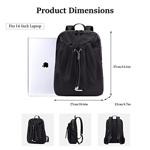 GOLF SUPAGS Stylish Laptop Backpack for Women Water Resistant Slim Computer Bags Fits 14 Inch Notebook (Black)