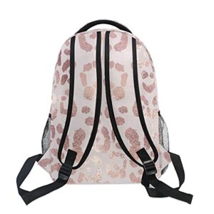 Rose Gold Leopard Bookbag for Elementary Kindergarten Teen Girls Women Backpack Kid's Grade Schoolbag Laptop Backpack Students Daypacks One Size