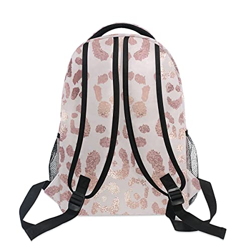 Rose Gold Leopard Bookbag for Elementary Kindergarten Teen Girls Women Backpack Kid's Grade Schoolbag Laptop Backpack Students Daypacks One Size