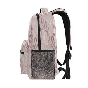 Rose Gold Leopard Bookbag for Elementary Kindergarten Teen Girls Women Backpack Kid's Grade Schoolbag Laptop Backpack Students Daypacks One Size