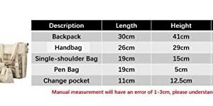 Homruis 5pcs Cute Backpack Kawaii Backpack Big Capacity School Backpack Handbag Messenger Bag with Pendant Bear for Girls