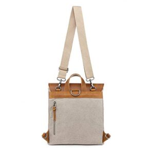 TSD The Same Direction Cooper Canvas Leather Backpack Convertible Crossbody (Ivory)