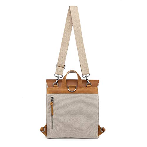 TSD The Same Direction Cooper Canvas Leather Backpack Convertible Crossbody (Ivory)