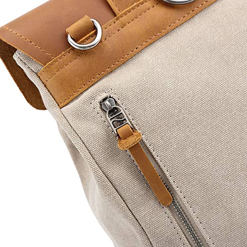 TSD The Same Direction Cooper Canvas Leather Backpack Convertible Crossbody (Ivory)