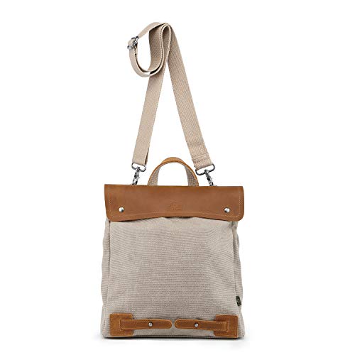 TSD The Same Direction Cooper Canvas Leather Backpack Convertible Crossbody (Ivory)