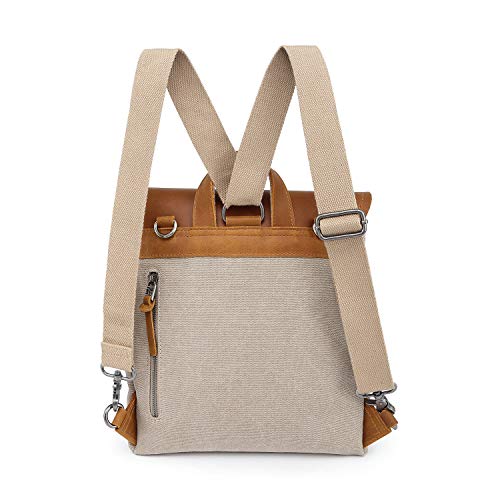 TSD The Same Direction Cooper Canvas Leather Backpack Convertible Crossbody (Ivory)