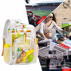 2 Pieces Heavy Duty Clear Backpack(Rainbow/White), PVC Waterproof Transparent Bag With Cosmetic Bag, See Through Book Bag With Lunch Bag, Stadium Approved, For School, Work, Women, Men, Boy, Girl