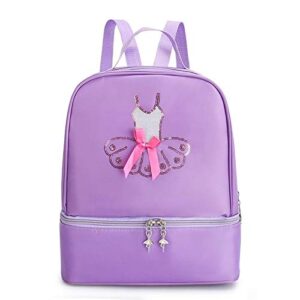 yitengteng ballet dance backpack for little girls ballerina purple bag for dance toddler dance bag gymnastics latin dance yoga tap dance jazz storage bag