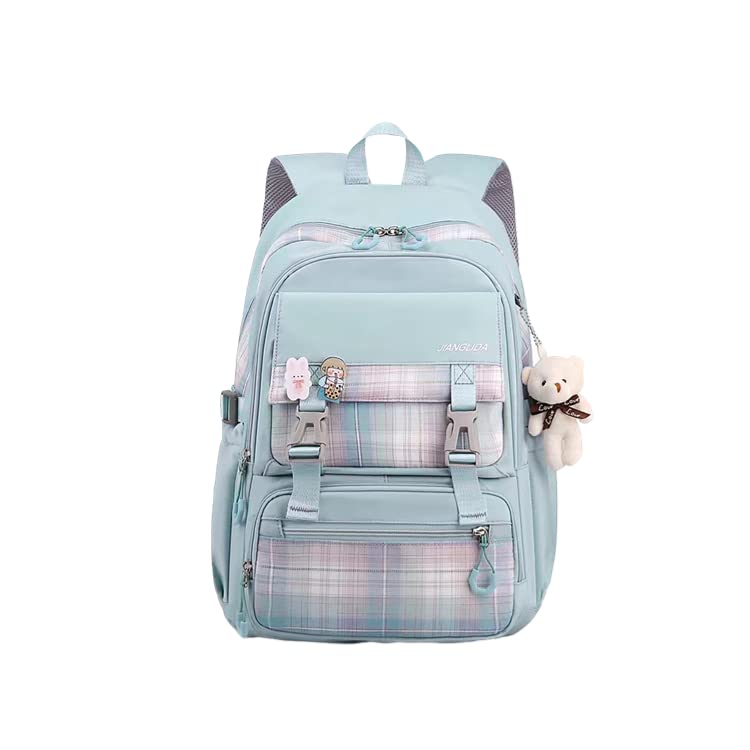 AONUOWE Kawaii Large Capacity Backpack for Boys and Girls Aesthetic Cute Back to School Bag in 5 Colors (Blue)